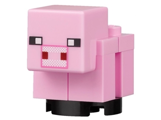 Minecraft Pig, Baby (White Snout with Dark Pink Outline) - Brick Built ...